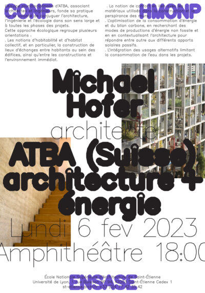 Conférence HMONP – Michael Hofer – ATBA Architectures (Suisse) – ENSASE